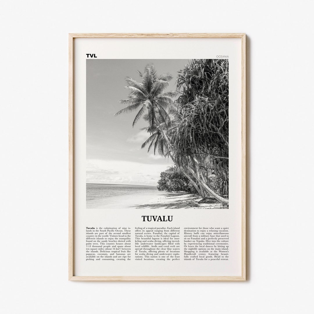 Tuvalu Print Black and White Tuvalu Wall Art Tuvalu Poster - Etsy