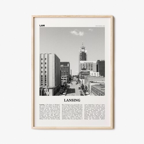 Lansing Skyline Michigan Cityscape Painting Art Print Poster - Etsy