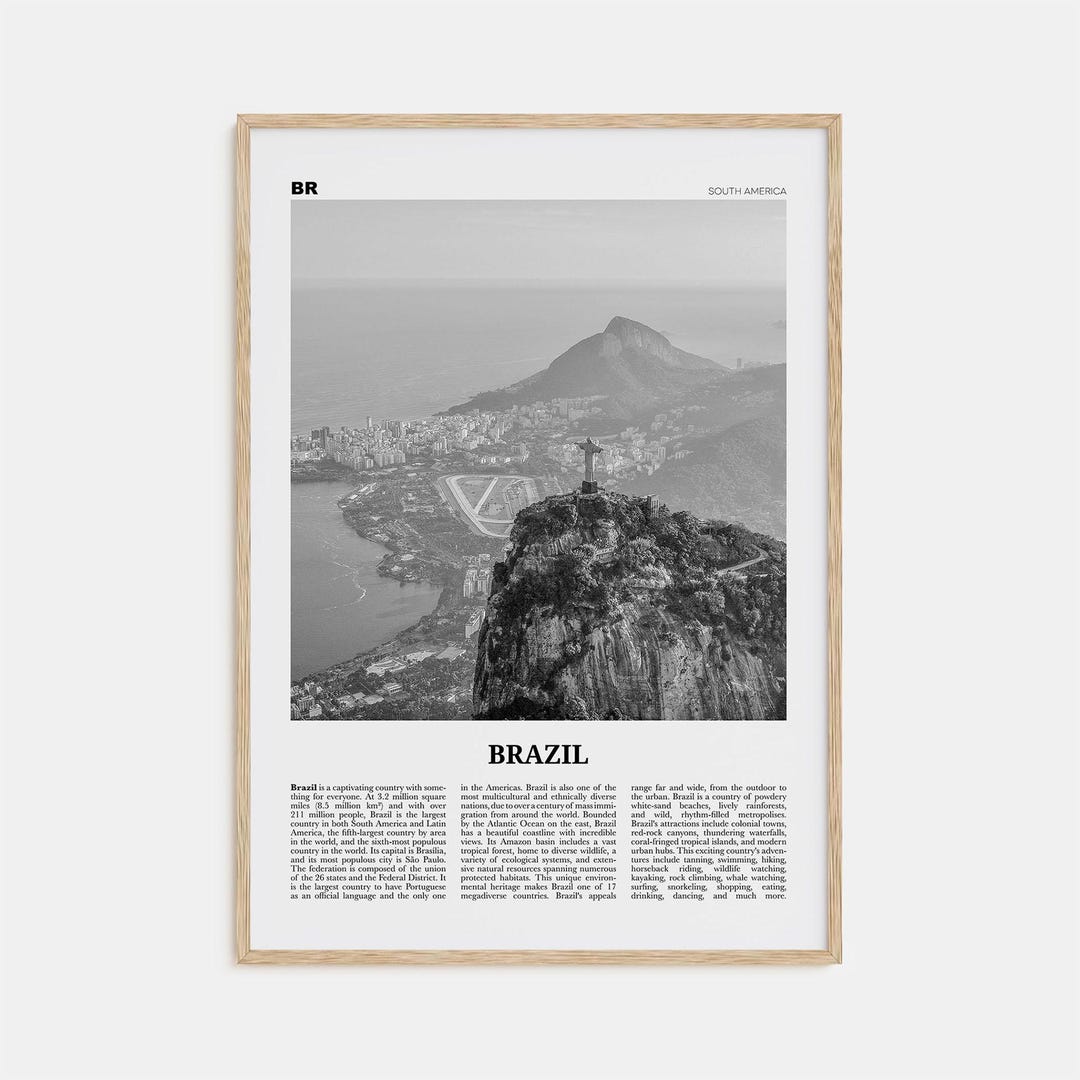 Brazil Print Black and White No 1, Brazil Wall Art, Brazil Poster ...