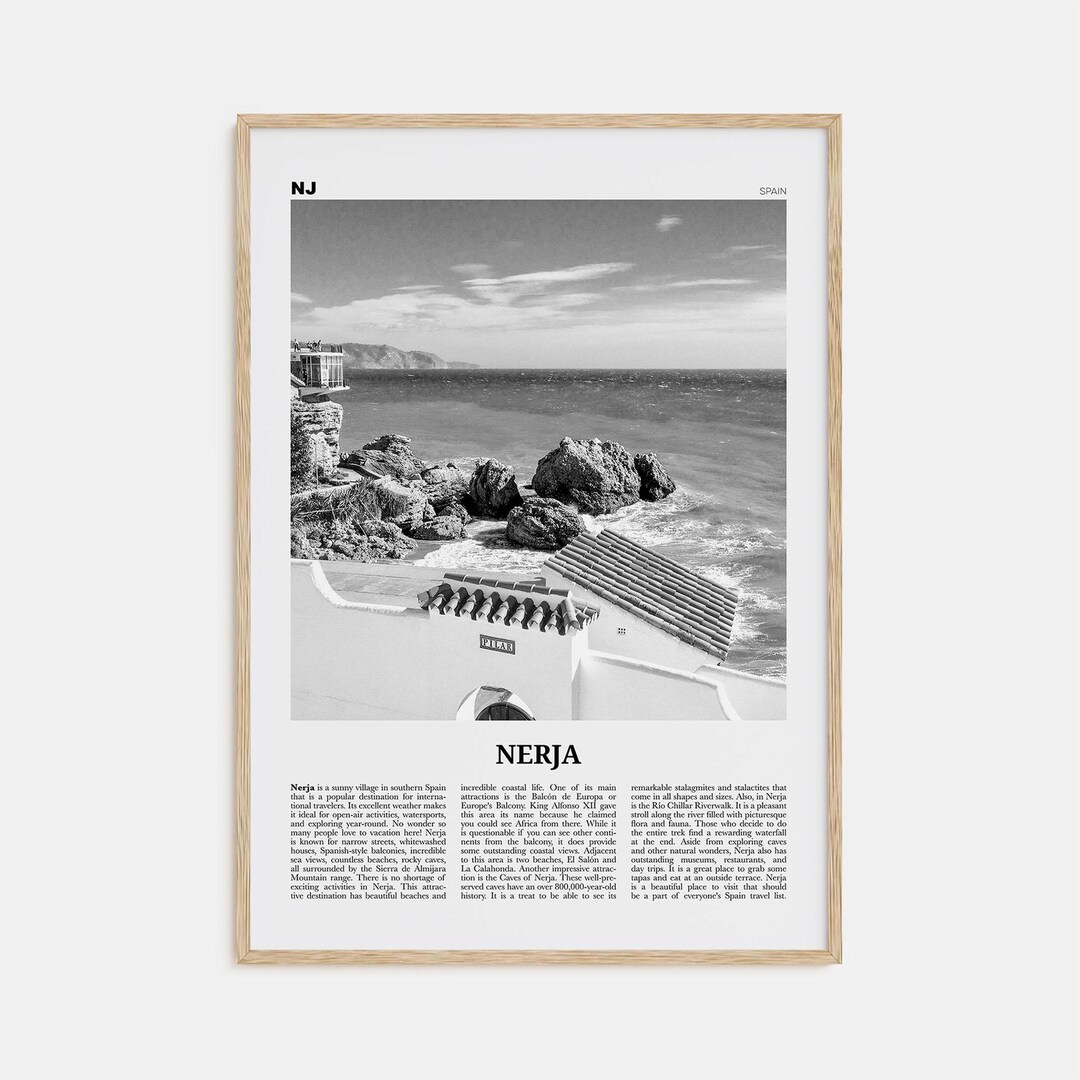 Nerja Print Black and White, Nerja Wall Art, Nerja Poster, Nerja Photo ...