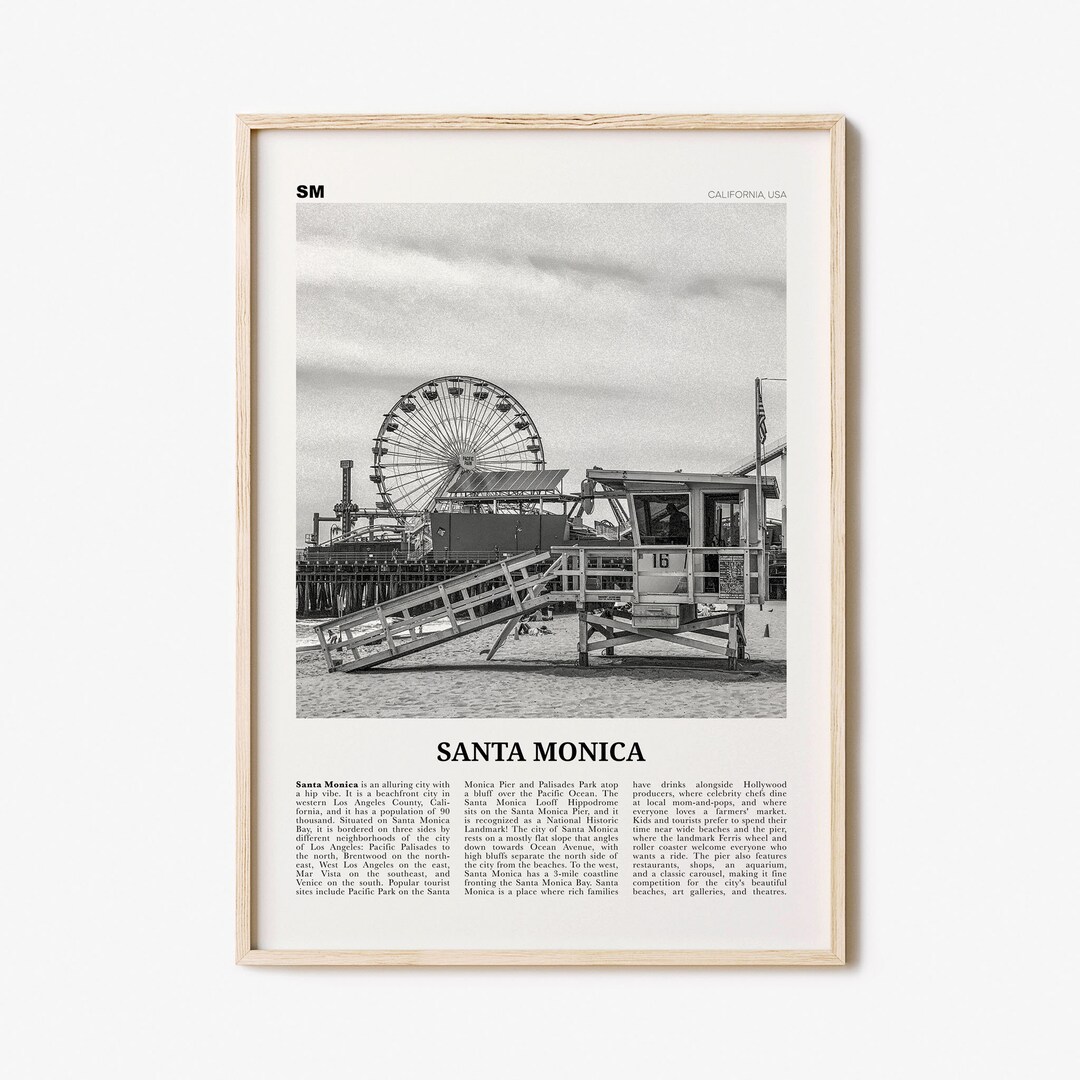 Santa Monica Print Black and White No 1, Santa Monica Wall Art, Santa ...