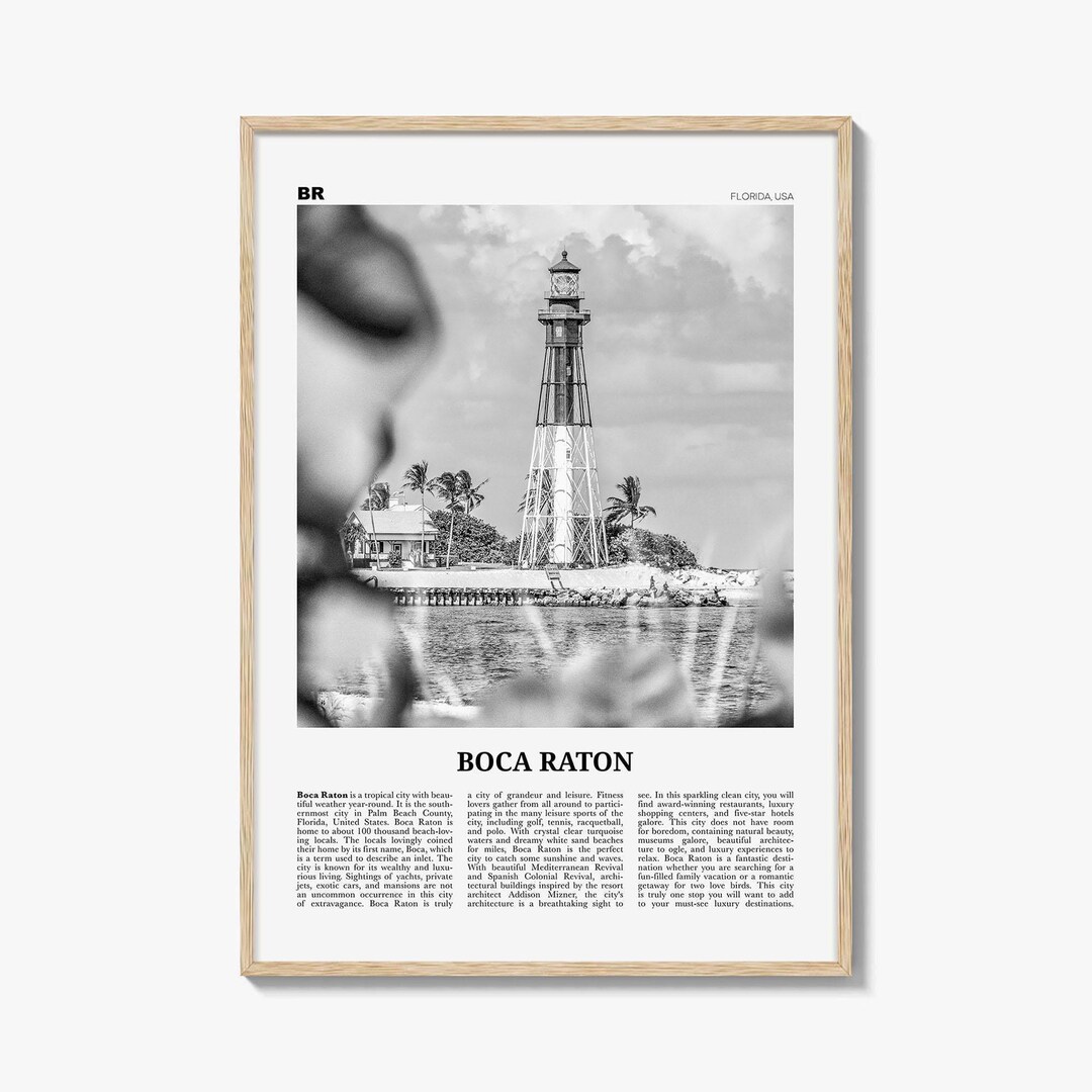 Boca Raton Poster Print Black and White, Lighthouse Photo, Florida ...