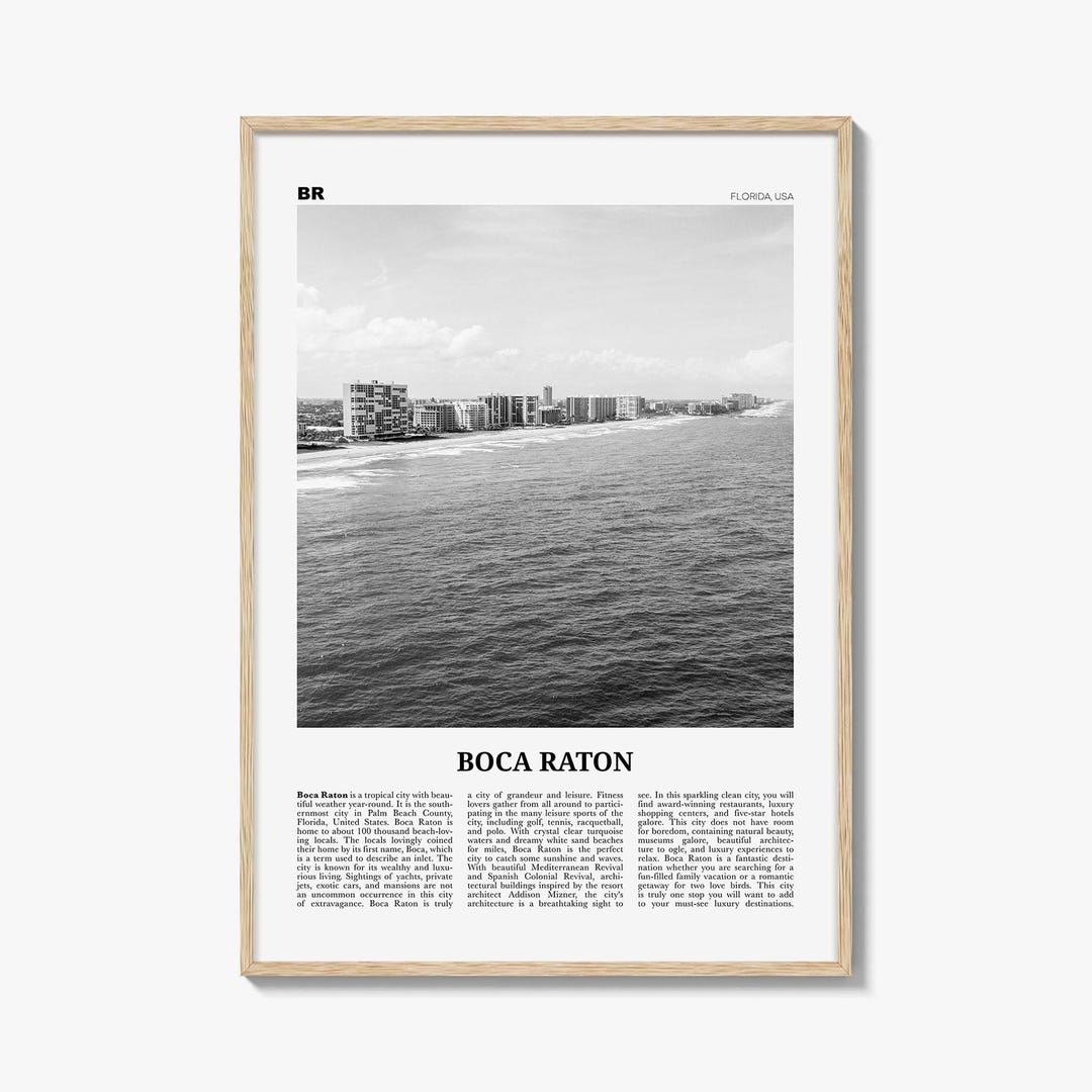 Boca Raton Print Black and White No 1, Boca Raton Wall Art, Boca Raton ...