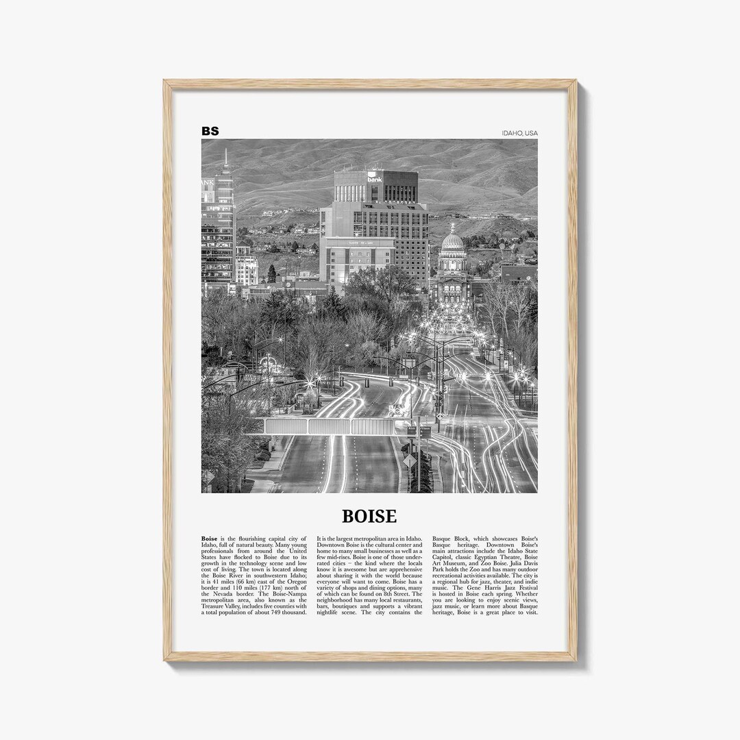 Boise Print Black and White No 2, Boise Wall Art, Boise Poster, Boise ...