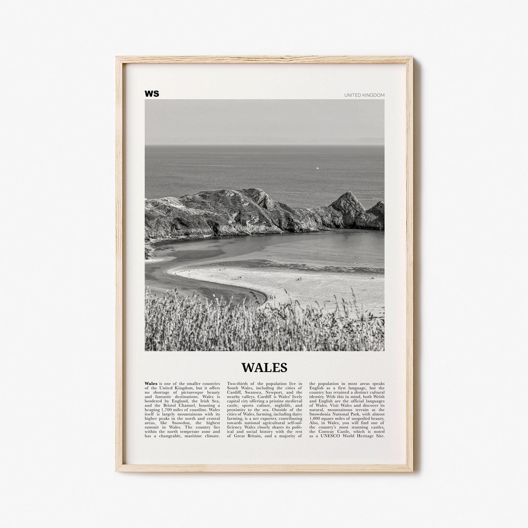 Wales Print Black and White, Wales Wall Art, Wales Poster, Wales Photo ...