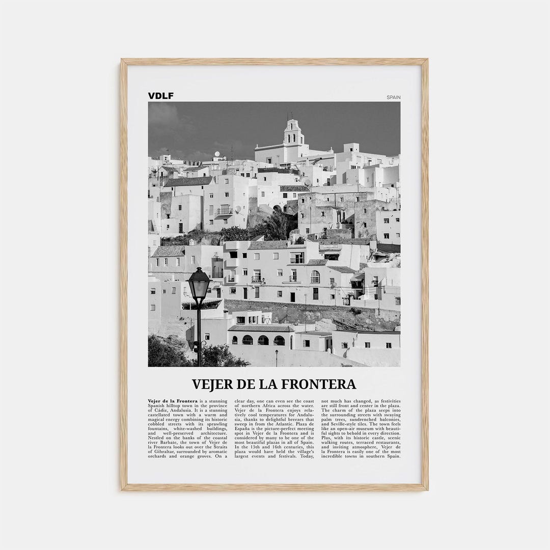 Vejer De La Frontera Print Black and White, Vejer De La Frontera Art ...