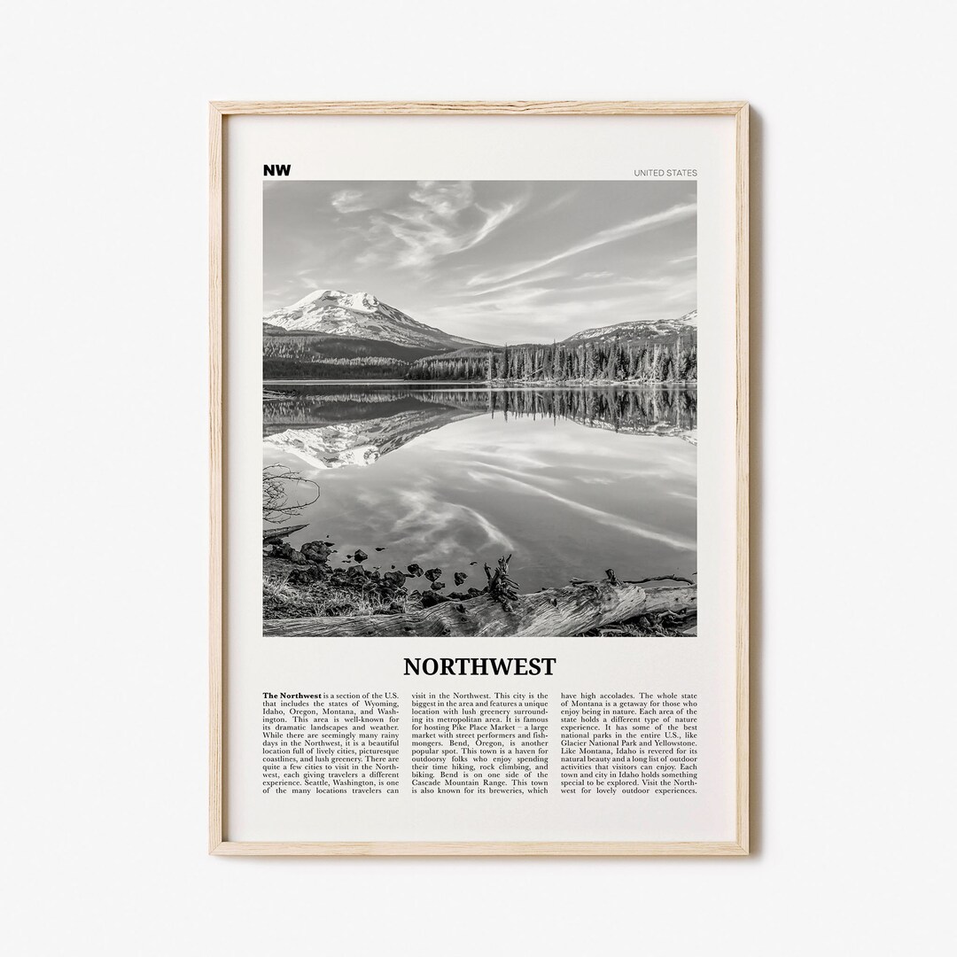 Northwest Print Black and White, Northwest Wall Art, Northwest Poster ...