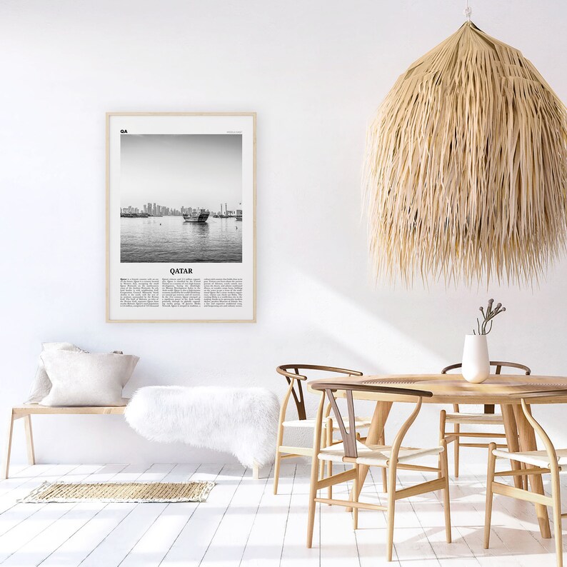 Qatar Print Black and White Qatar Wall Art Qatar Poster - Etsy