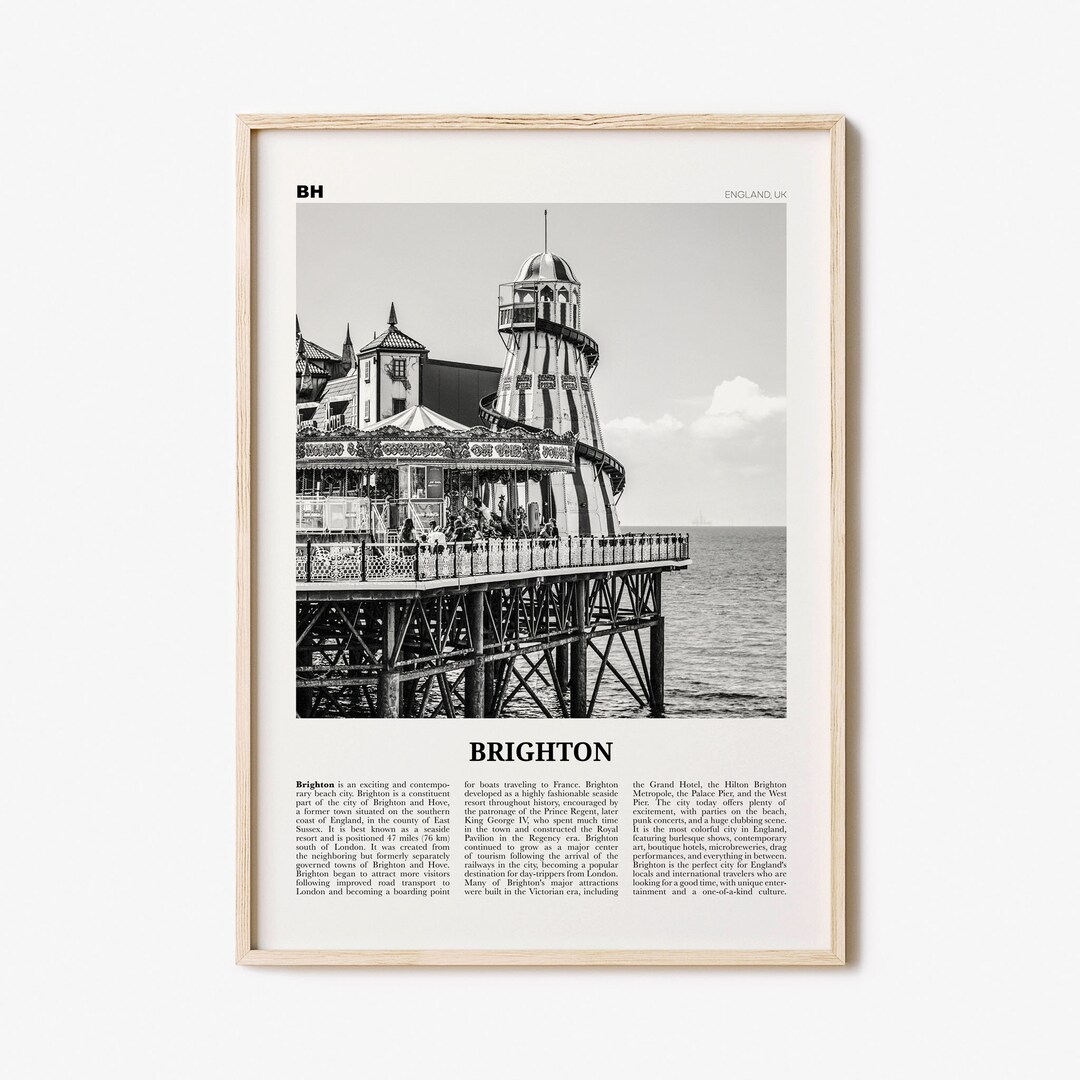 Brighton Print Black and White Brighton Wall Art Brighton - Etsy