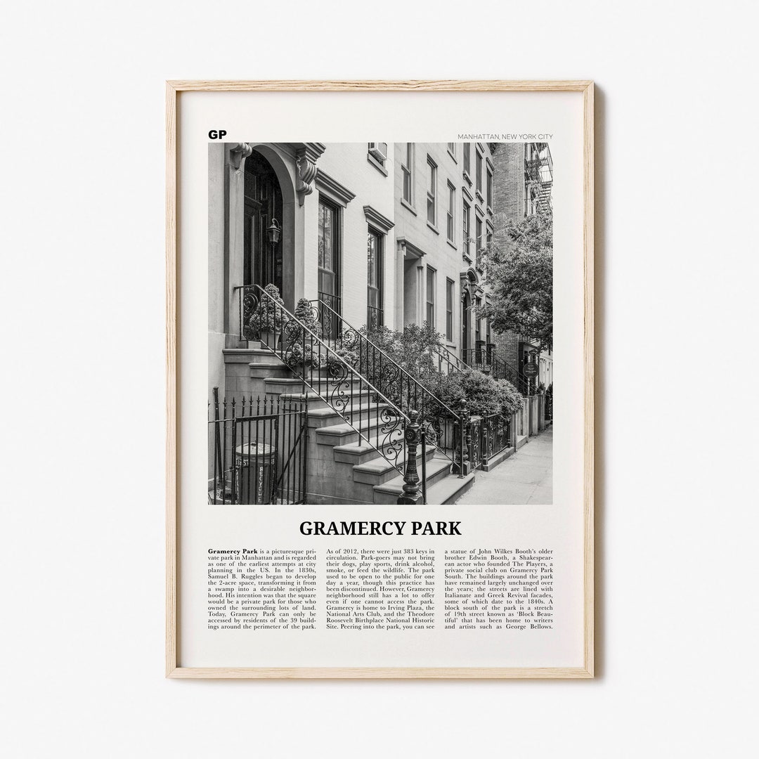 Gramercy Park Print Black and White, Gramercy Park Wall Art, Gramercy ...