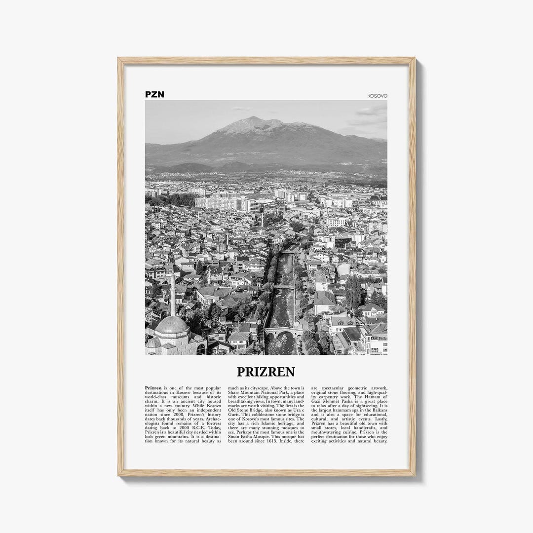 Prizren Poster Print Black and White, Kosovo Travel Wall Art, Balkan ...