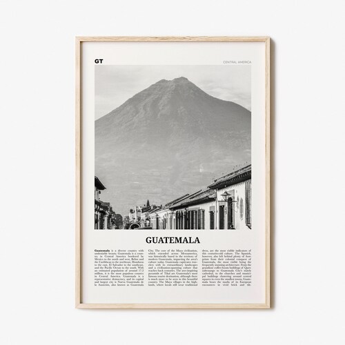 Guatemala Map Art Poster Black and White Wall Art Print of - Etsy