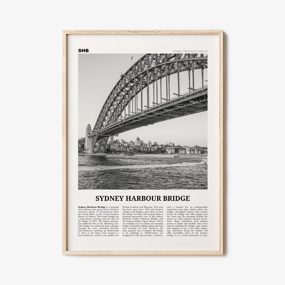 Sydney Harbour Bridge Print Black and White, Sydney Harbour Bridge Wall ...