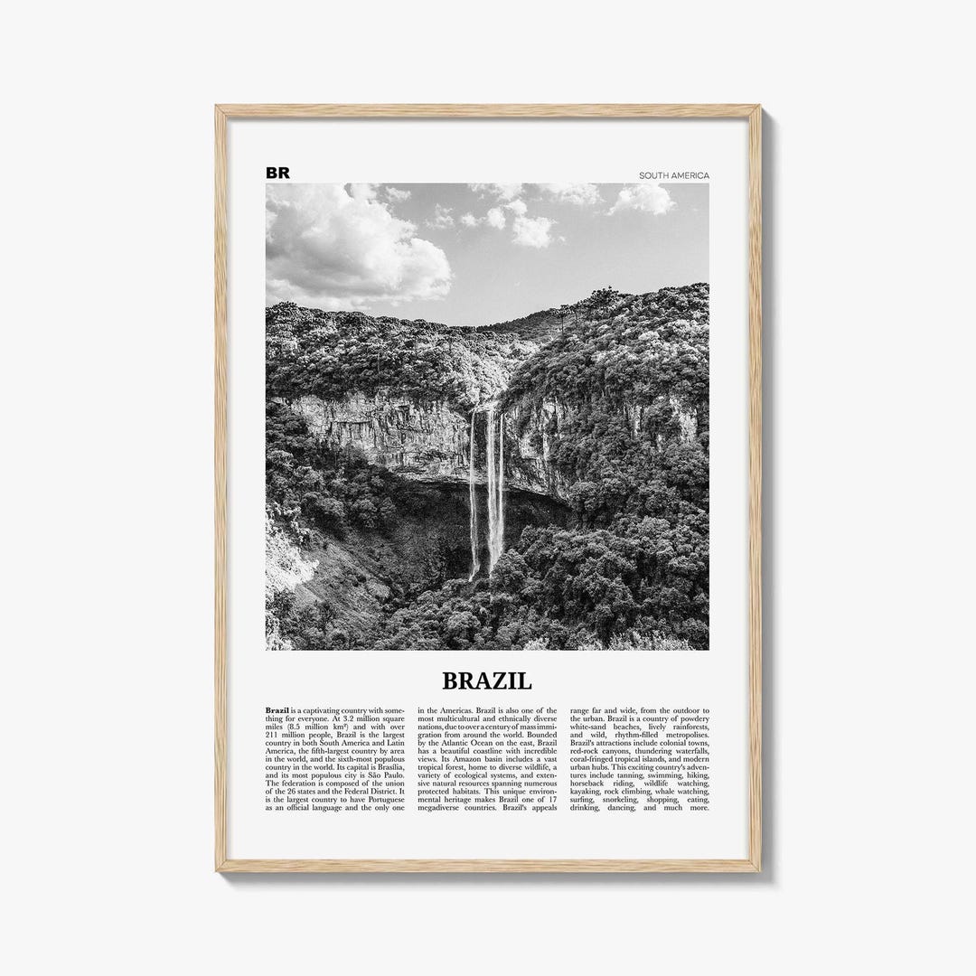 Brazil Poster Print Black and White, South America Travel Wall Art ...