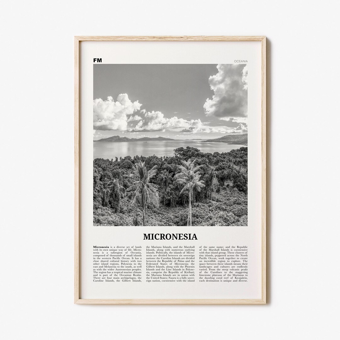 Micronesia Print Black and White, Micronesia Wall Art, Micronesia ...