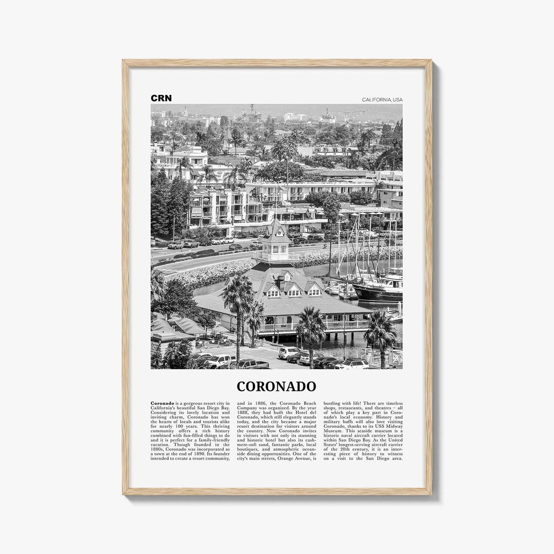 Coronado Print Black and White, Coronado Wall Art, Coronado Poster ...