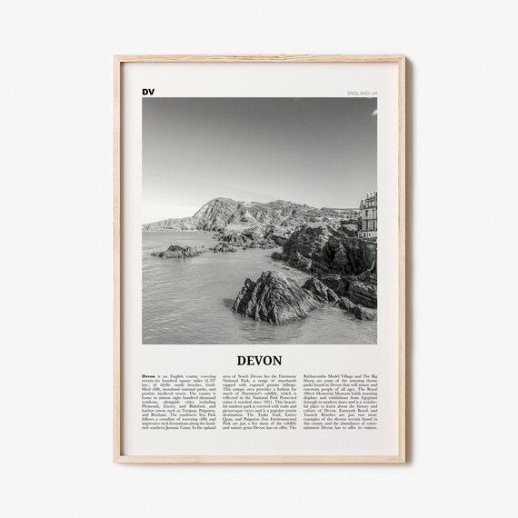 Devon Print Black and White Devon Wall Art Devon Poster - Etsy