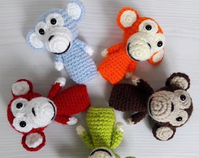 5 Little Monkeys Felt Finger Puppets Monkey Finger Puppets Animal ...