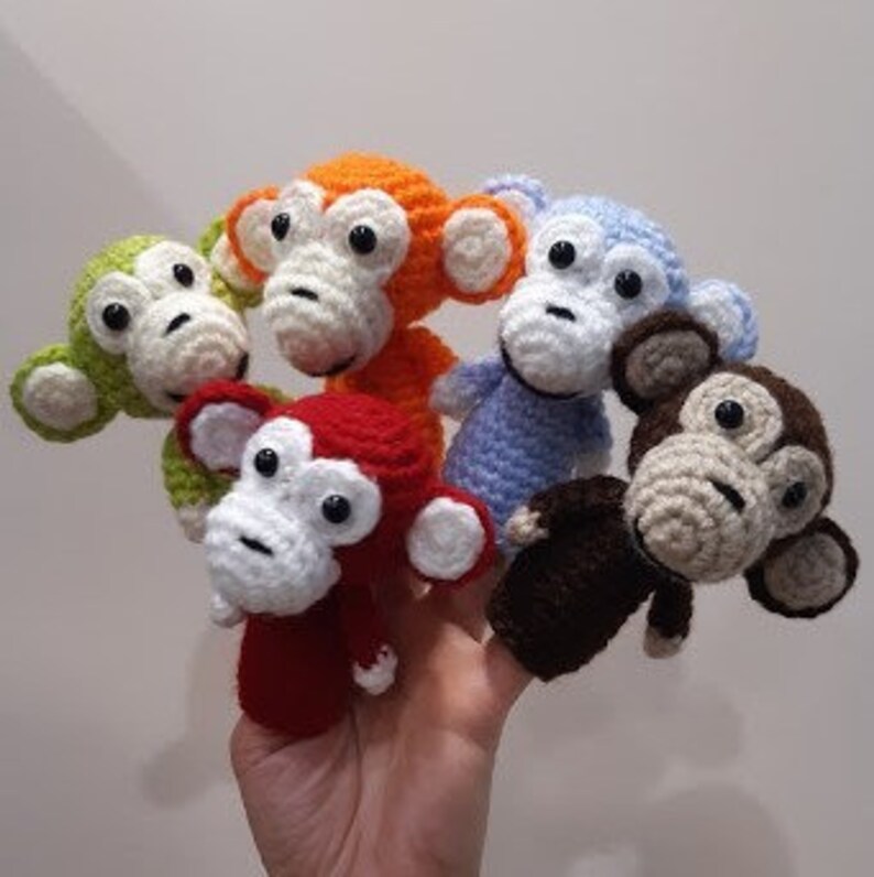 Crochet 5 Little Monkeys Finger Puppets PDF Pattern - Etsy