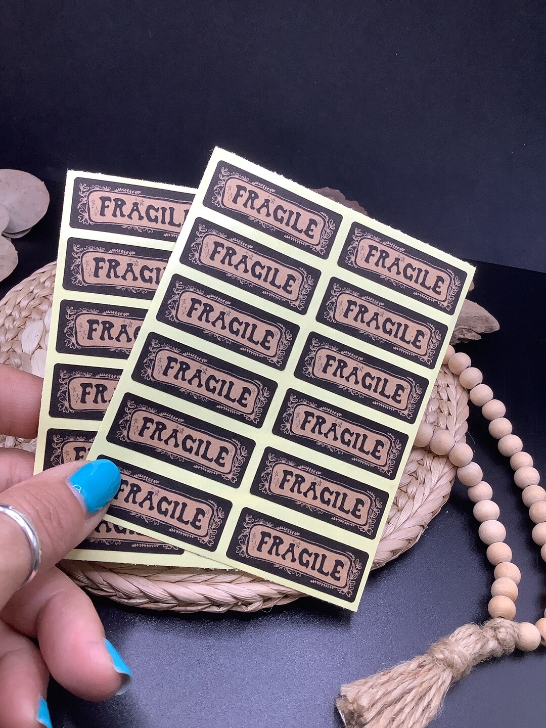 Fragile Stickers Small Biz Packaging Kraft Paper Black Happy Mail ...