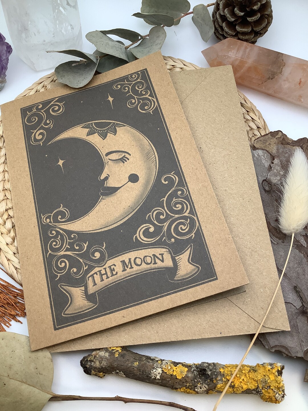 Moon Tarot Greeting Card Happy Birthday Kraft Envelope Moon Phase ...