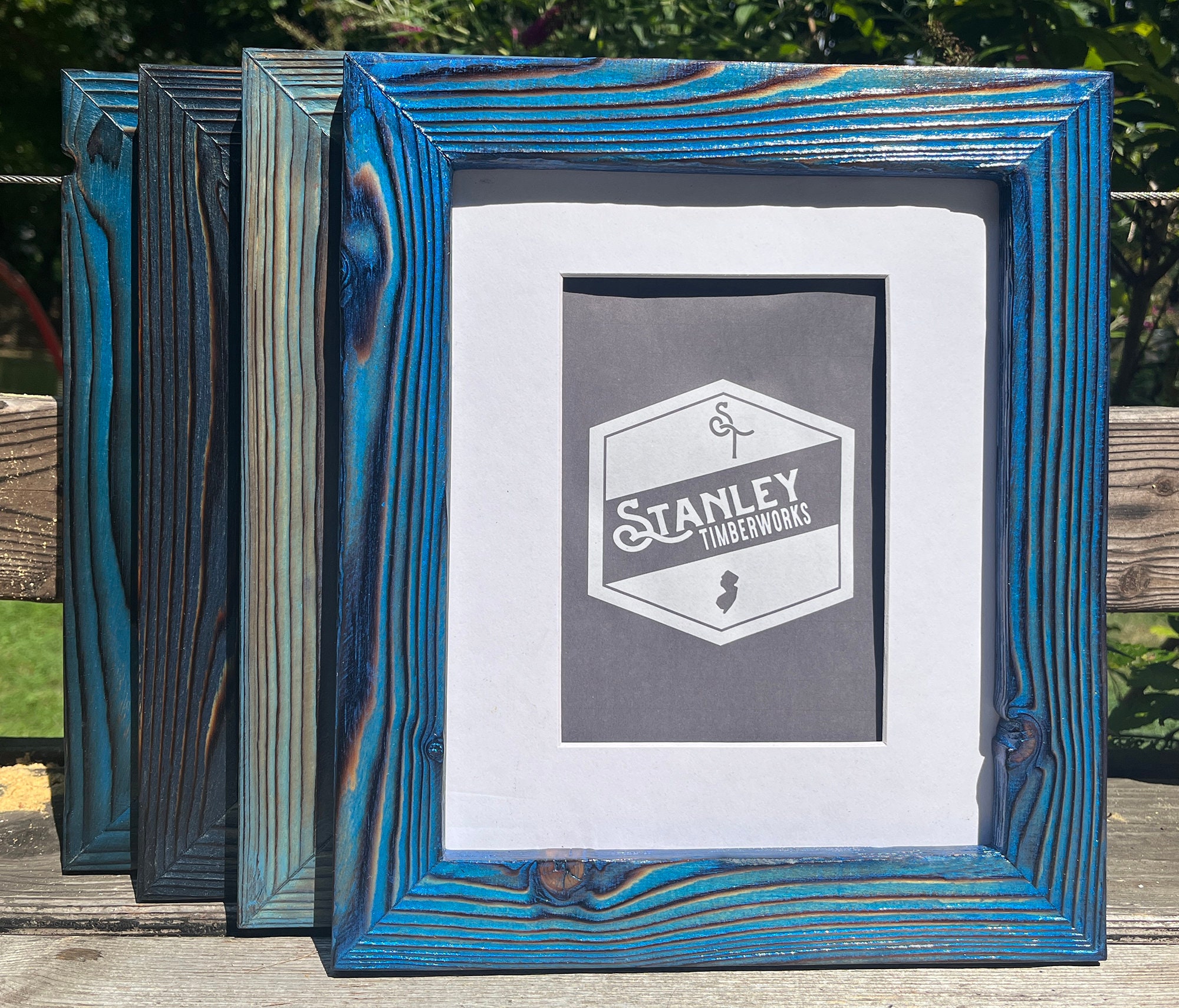 Blue Distressed Wood Frames