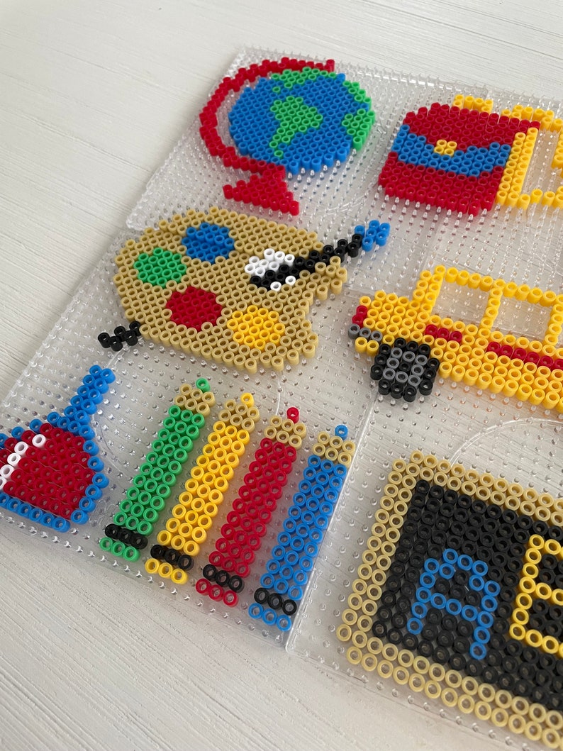 Back to School Fuse Bead Template, Back to School Pattern, Perler Bead ...