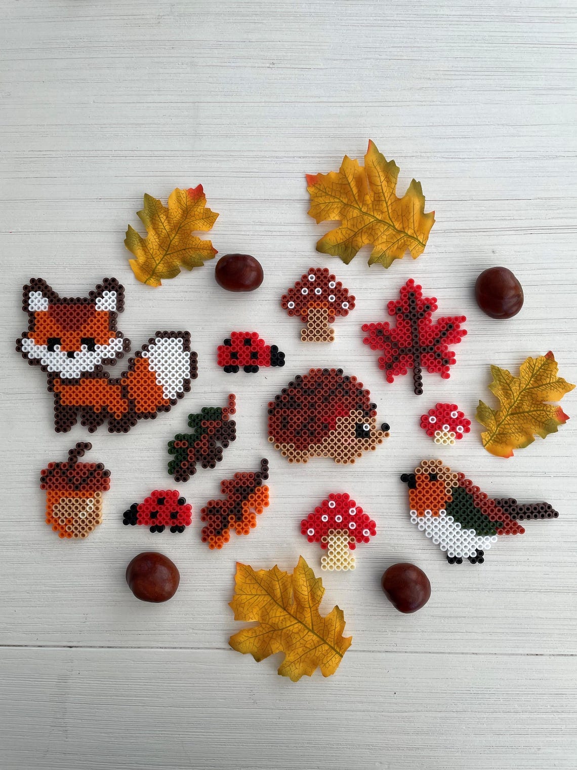 Fall Ornaments Bead Template, Fall Bead Template, Perler Bead, Artkal ...
