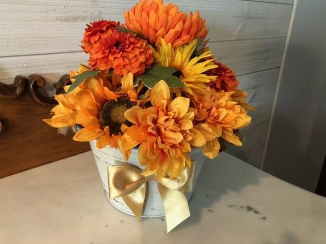 Rustic Farmhouse Summer and Fall Flowers in Galvanized Container - Etsy