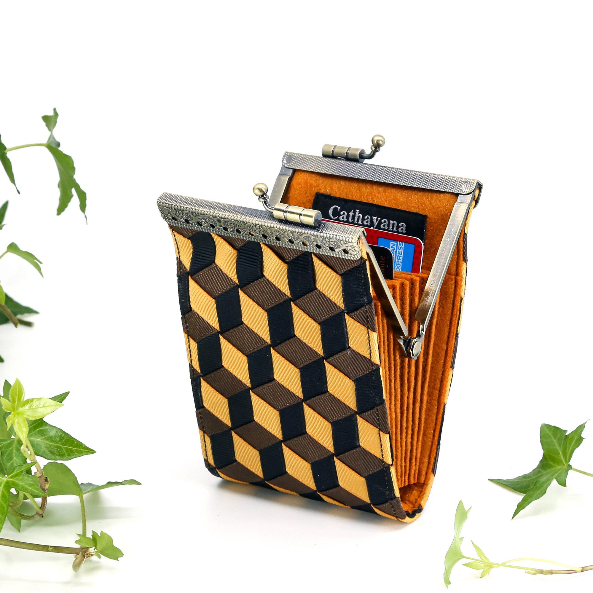 Geometric Woven Ribbon Card Holder Women's Credit Card | Etsy