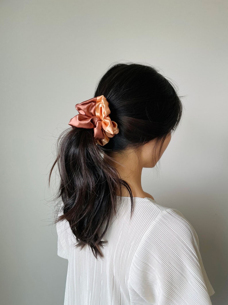 Silky Satin Scrunchies Two Tones Hair Scrunchies Large Soft - Etsy