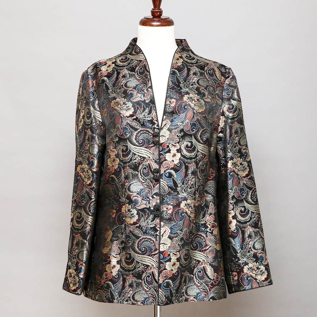 Brocade Women's Jacket With Frog Knot Closures for Evening Mother of ...
