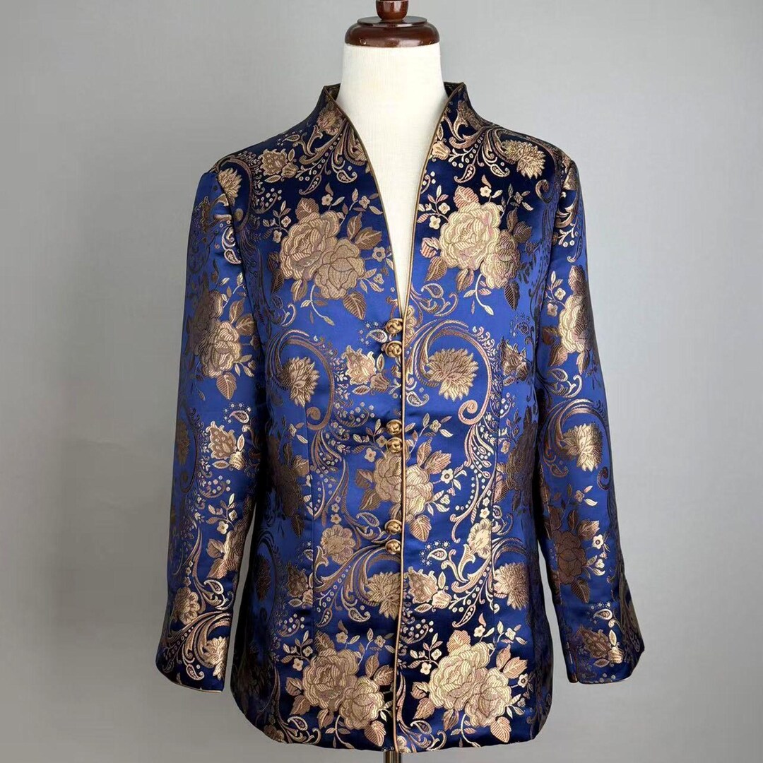 Brocade Women’s Jacket With Handmade Frog Knot Closures, Asian-inspired ...