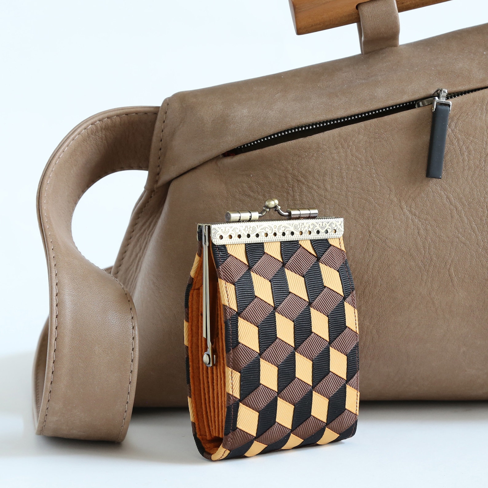 Geometric Woven Ribbon Card Holder Women's Credit Card - Etsy