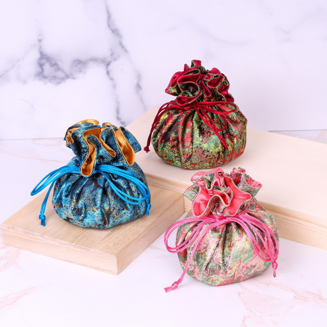 Floral Brocade Jewelry Pouch: Drawstring Travel Organizer - Etsy