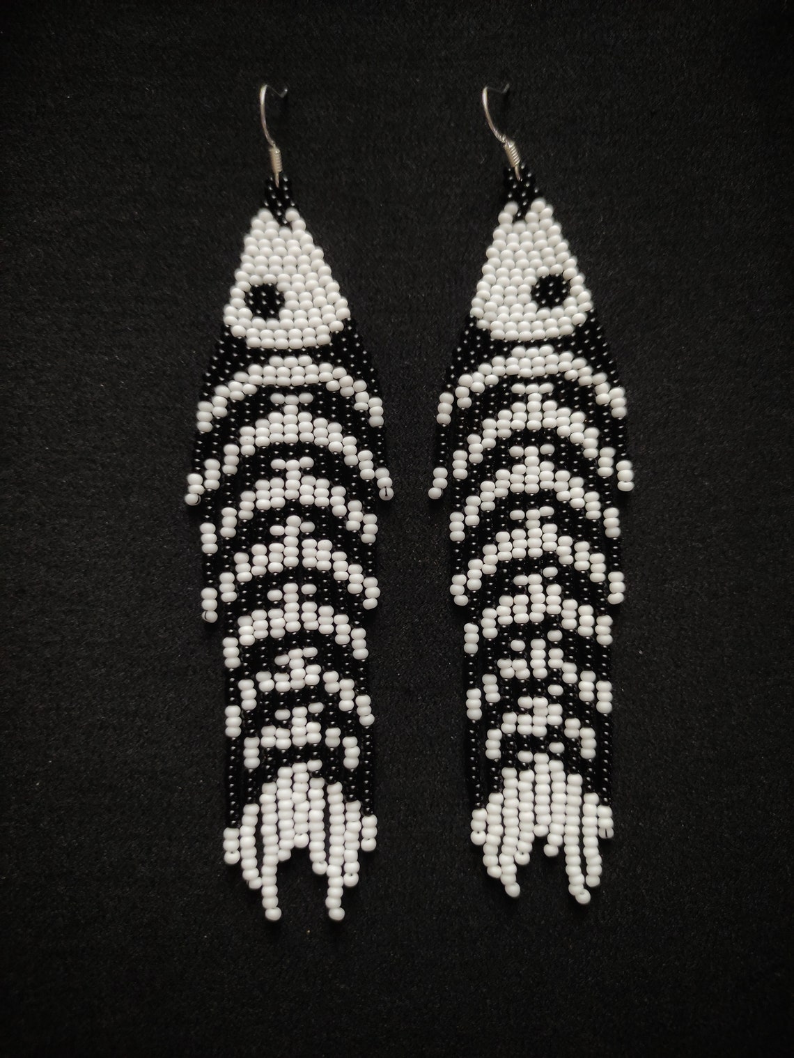Fish Bone Earrings Beaded Earrings Statement Funky Fun - Etsy