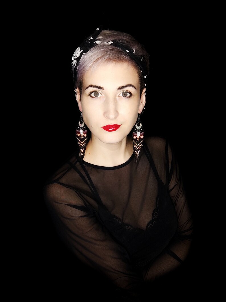 Death's-head Hawk-moth Beaded Earrings Slow Fashion Goth - Etsy