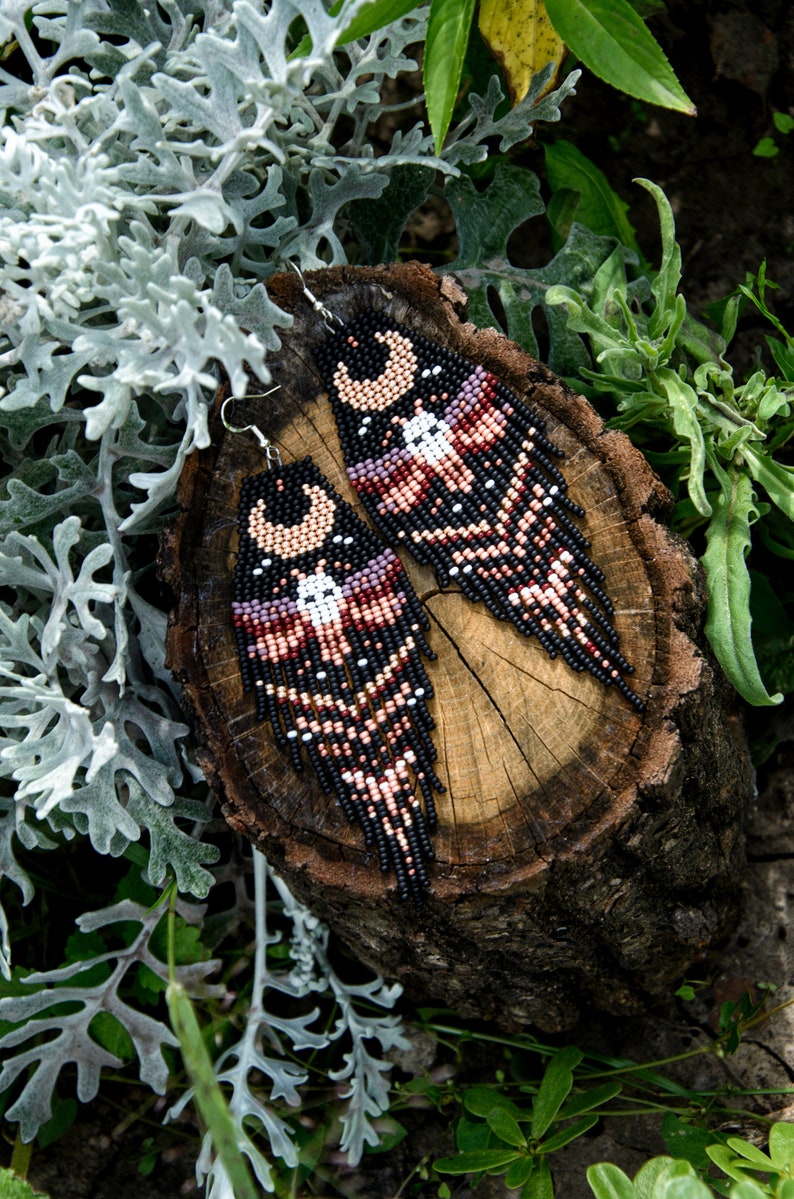 Death's-head Hawk-moth Beaded Earrings Slow Fashion Goth - Etsy