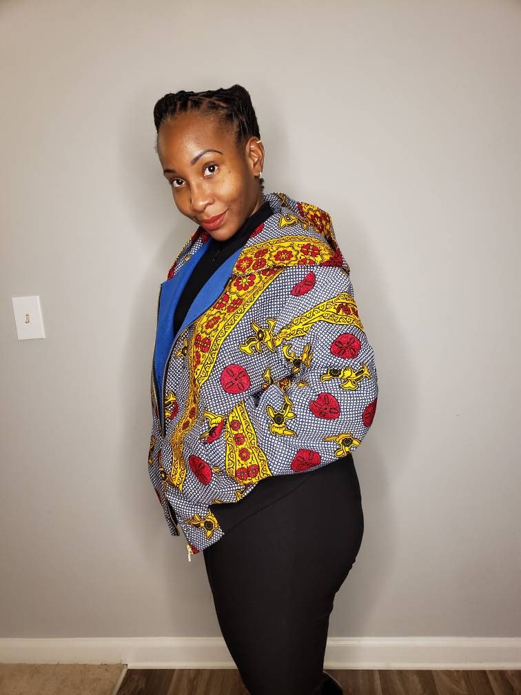 African Jacket With Hood. Unisex Jacket With Hood. Ankara Bomber Jacket ...