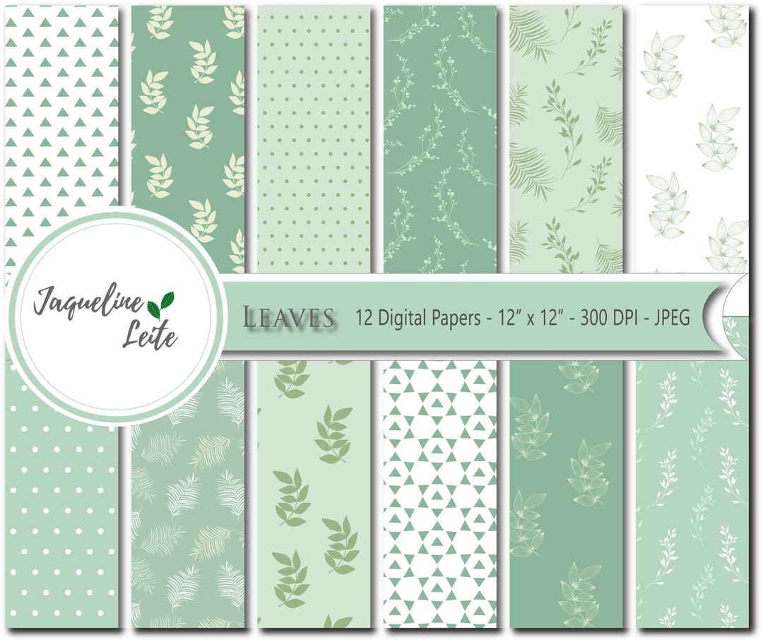 Leaves, Digital Papers, Green, Leaf, Background, Scrapbooking Papers ...