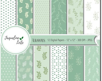 Tree Leaves Textures / Leaves Paper Pack / Leaves Scrapbook - Etsy