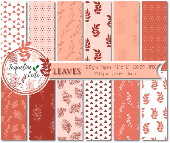 Digital Papers Leaves & Clipartsbotanic Papers Instant | Etsy