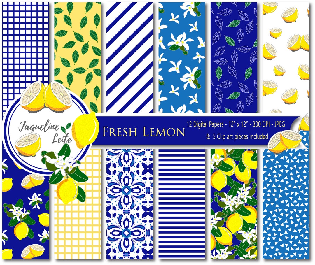 Lemon Digital Paper,12 Digital Paper Pack,digital,clip Art, Lemon ...