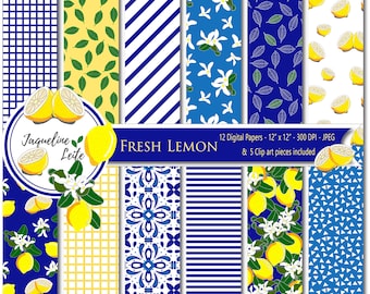 Lemon Digital Paper,12 Digital Paper Pack,digital,clip Art, Lemon ...