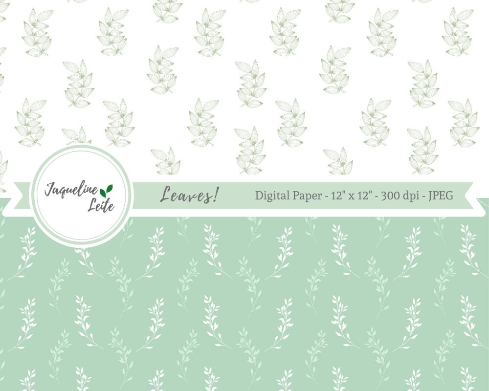 Leaves, Digital Papers, Green, Leaf, Background, Scrapbooking Papers ...