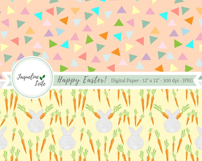 Happy Easter Digital Paper Pack, Digital Papers, Easter Patterns ...