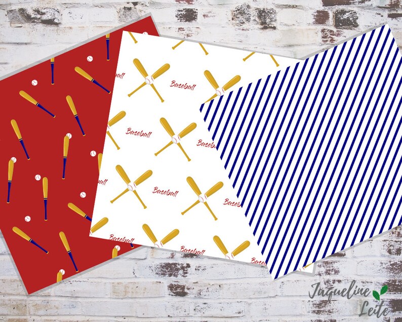 Baseball Digital Paper - 12x12 Digital Scrapbooking Paper - Baseball ...