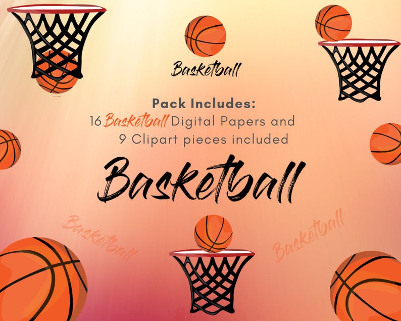 Basketball, Digital Papers, Clipart,instant Download,printable ...