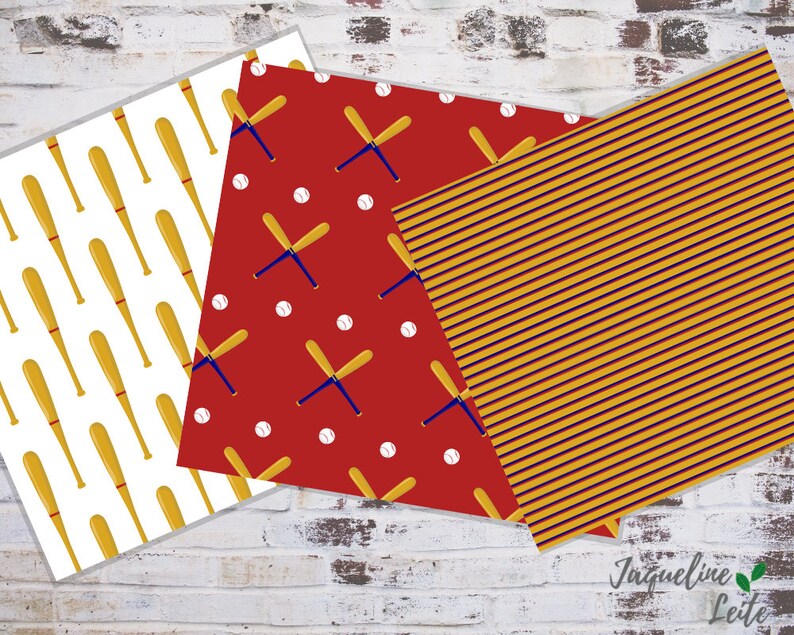 Baseball Digital Paper - 12x12 Digital Scrapbooking Paper - Baseball ...