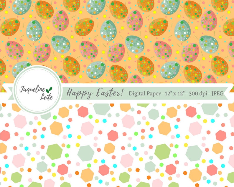 Happy Easter Digital Paper Pack, Digital Papers, Easter Patterns ...